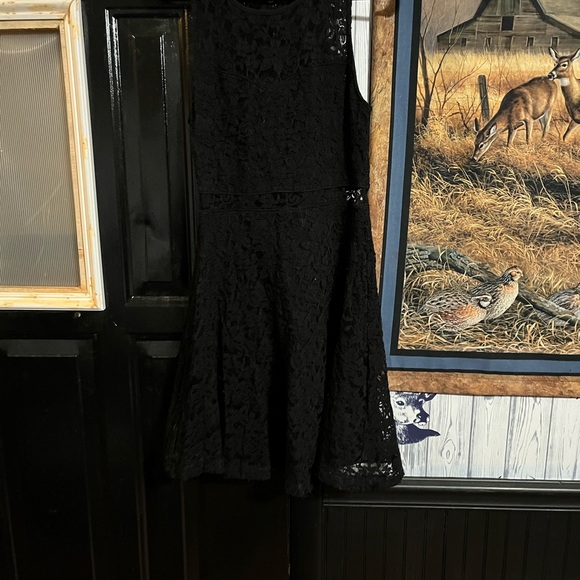 Garage | Dresses | Garage Black Halter Long Sleeve Fit And Flare Dress ...